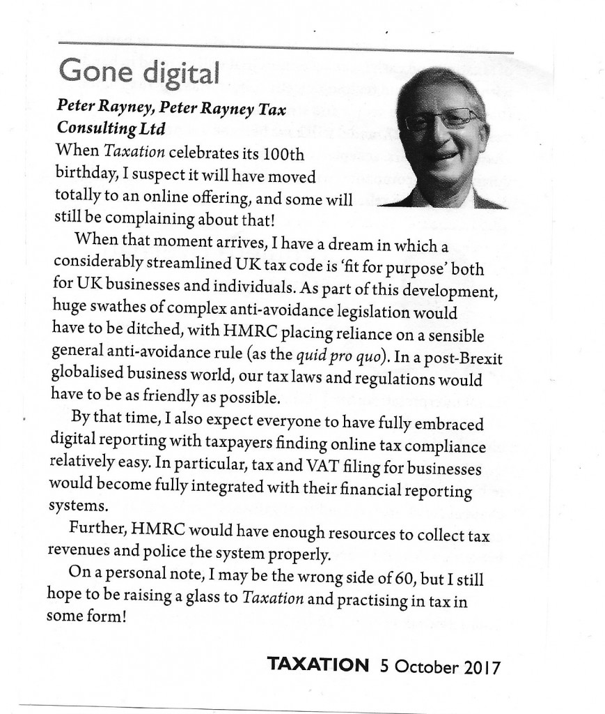 TAXATION MAGAZINE – 90th birthday | Peter Rayney